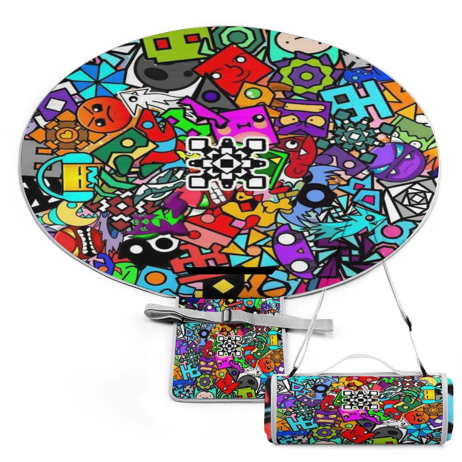 Cube Ship Demon Geometry Dash Round Picnic Mat Summer Beach Blanket ...