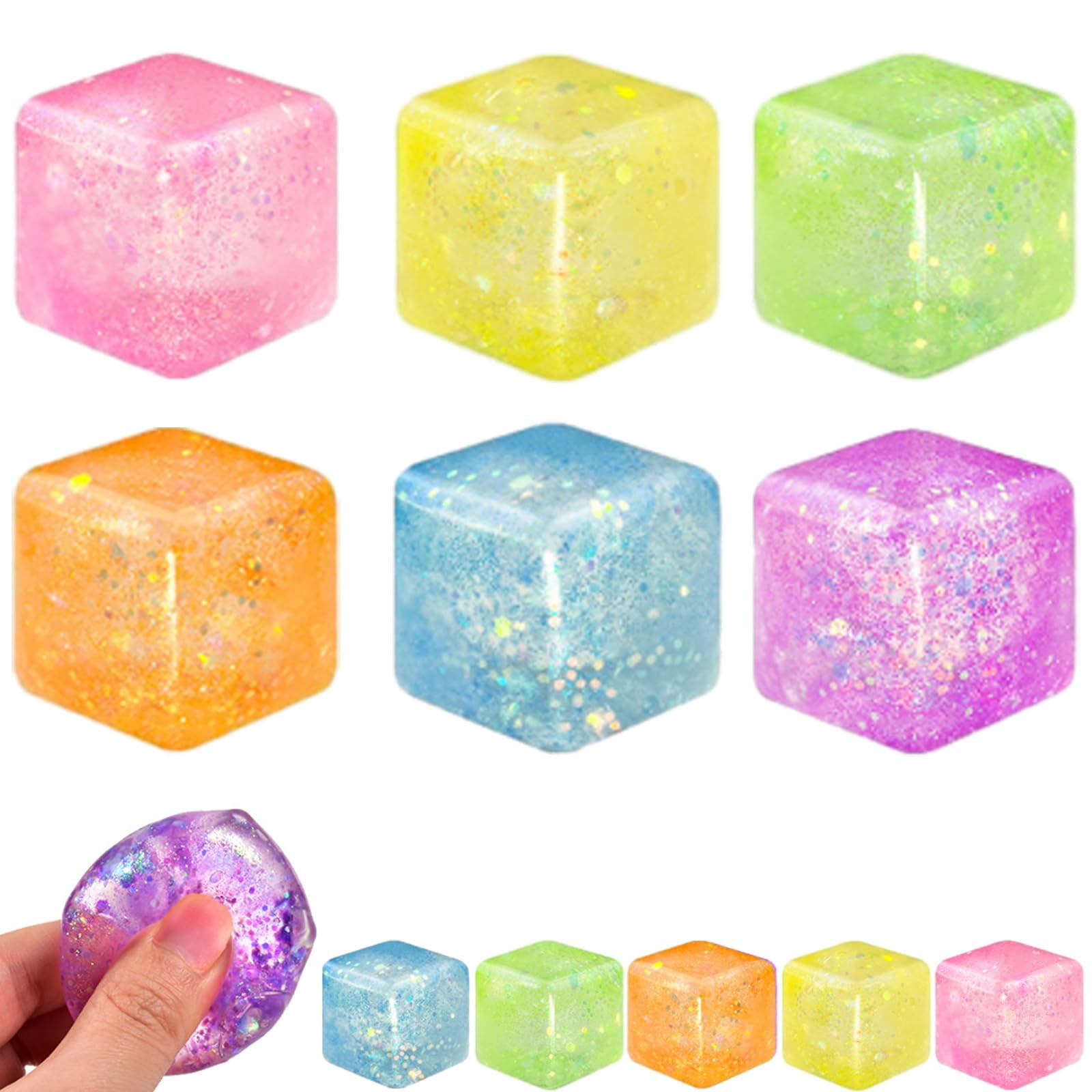 Cube Squishy, Big Square Glitter Squishy Cube, Large Ice Cubes for ...