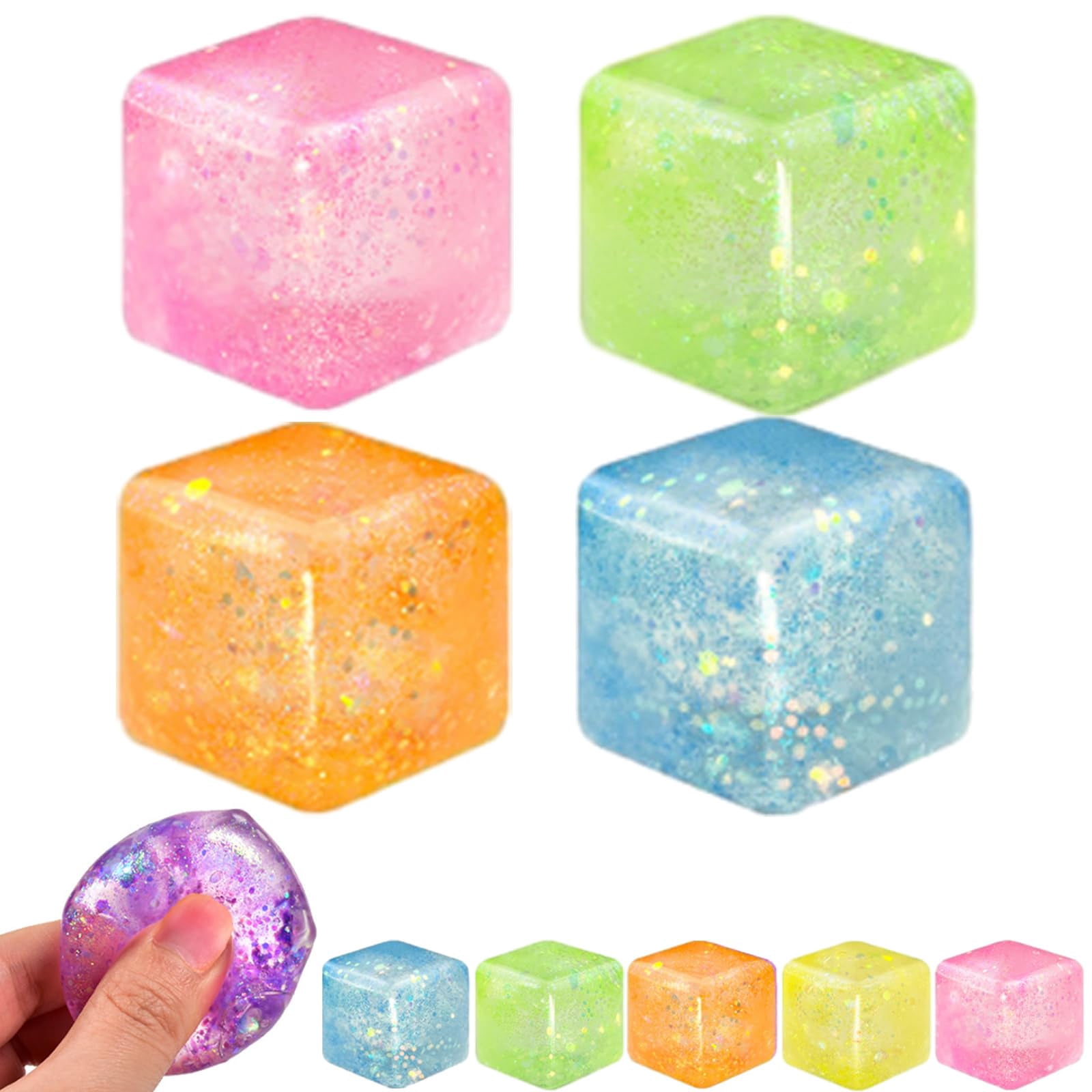 Cube Squishy, Big Square Glitter Squishy Cube, Large Ice Cubes for ...