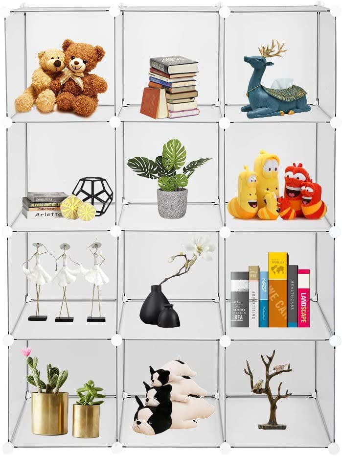 Cube Storage 12 Cubes Organizer Shelves Plastic Book Shelf DIY Modular ...