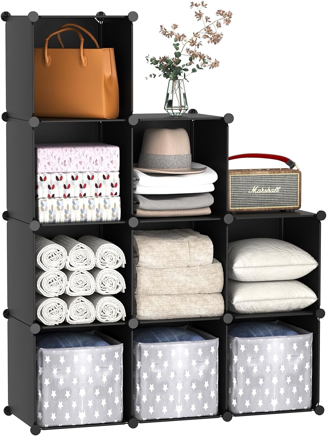 Cube Storage, 9-Cube Bookshelf, Plastic Closet Cabinet Organizer, DIY ...