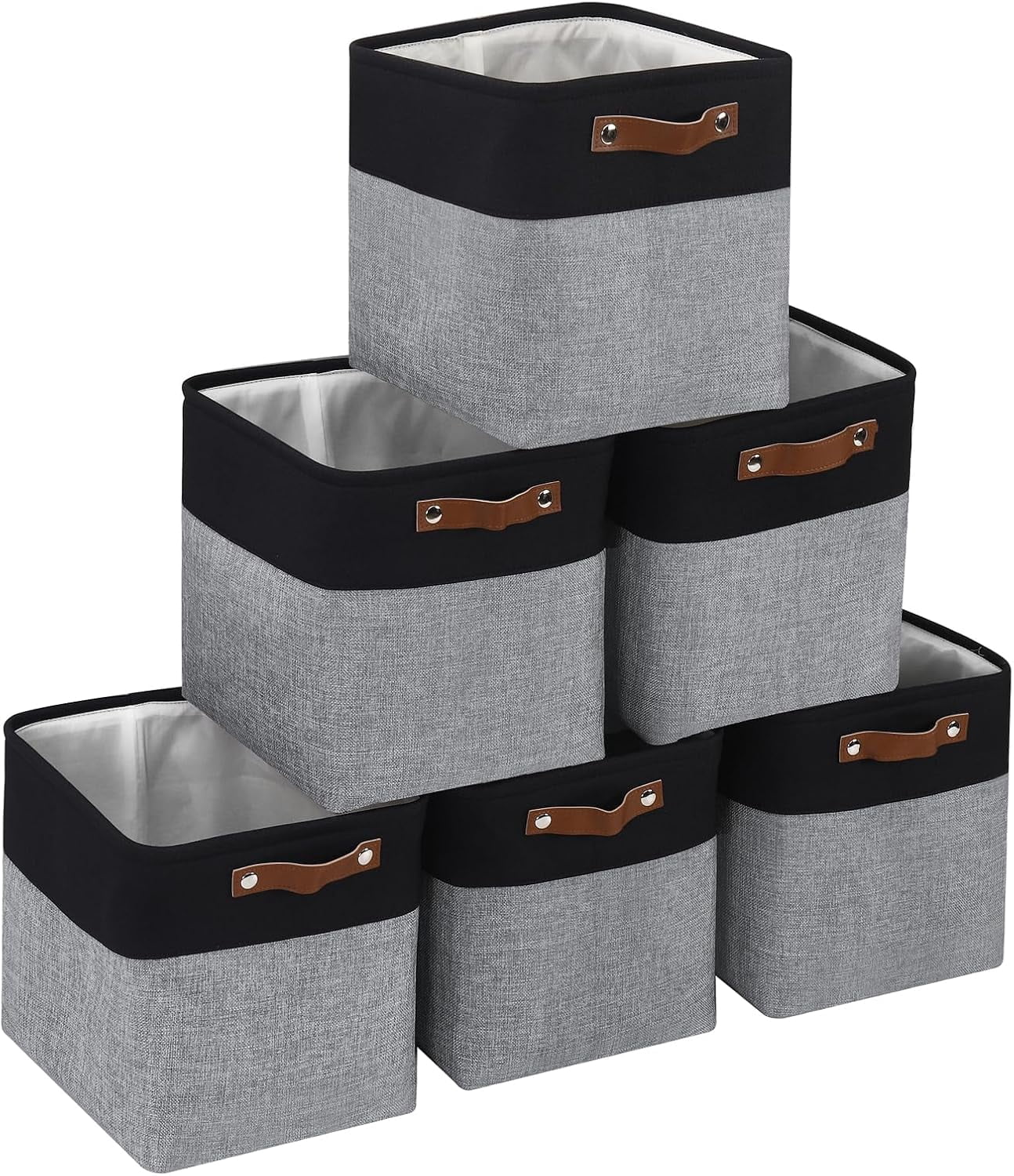 Cube Storage Baskets 6 Pack, 11x11 inch Foldable Cube Storage Bins with ...