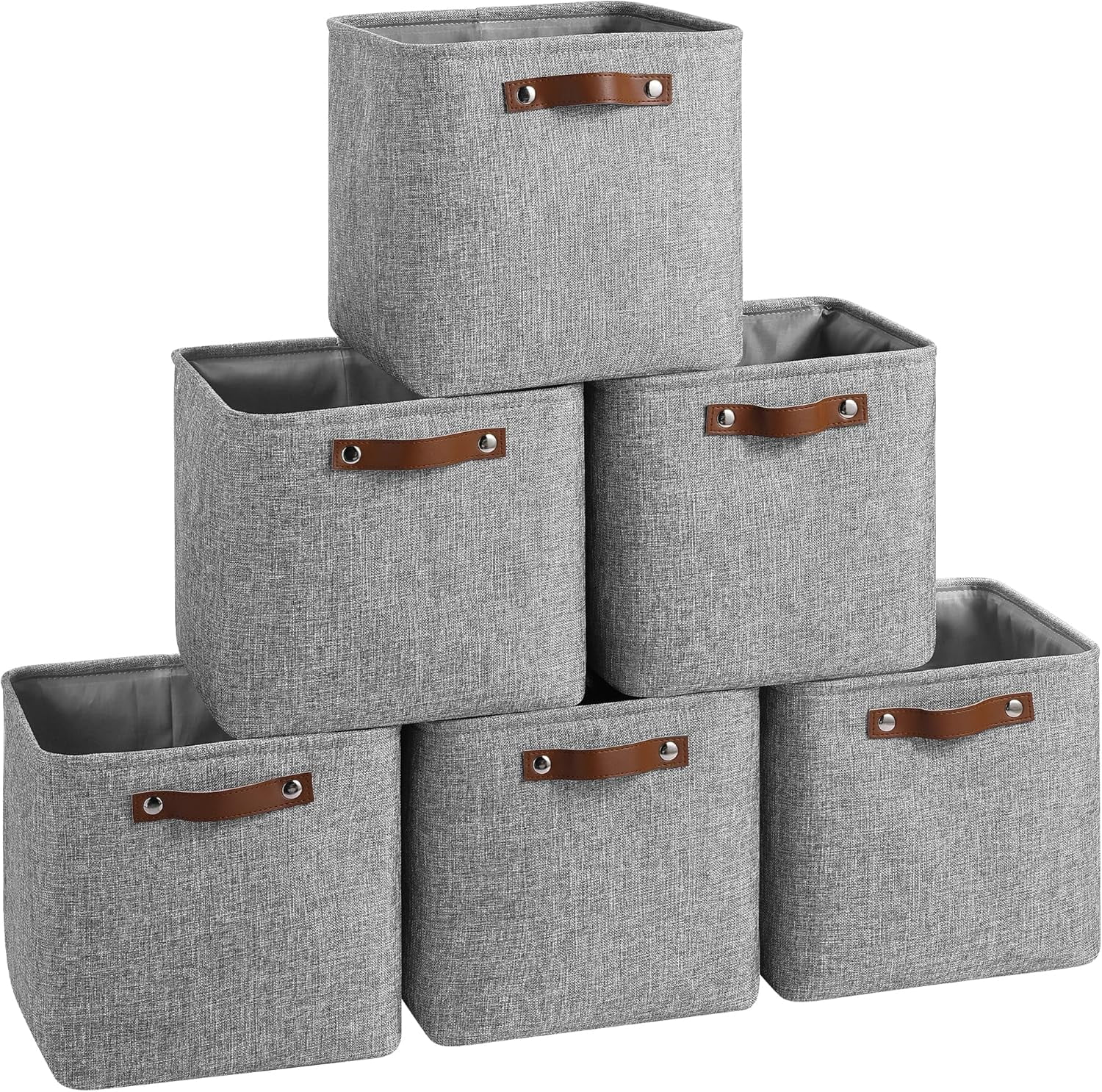 Cube Storage Baskets 6 Pack, 11x11 inch Foldable Cube Storage Bins with ...
