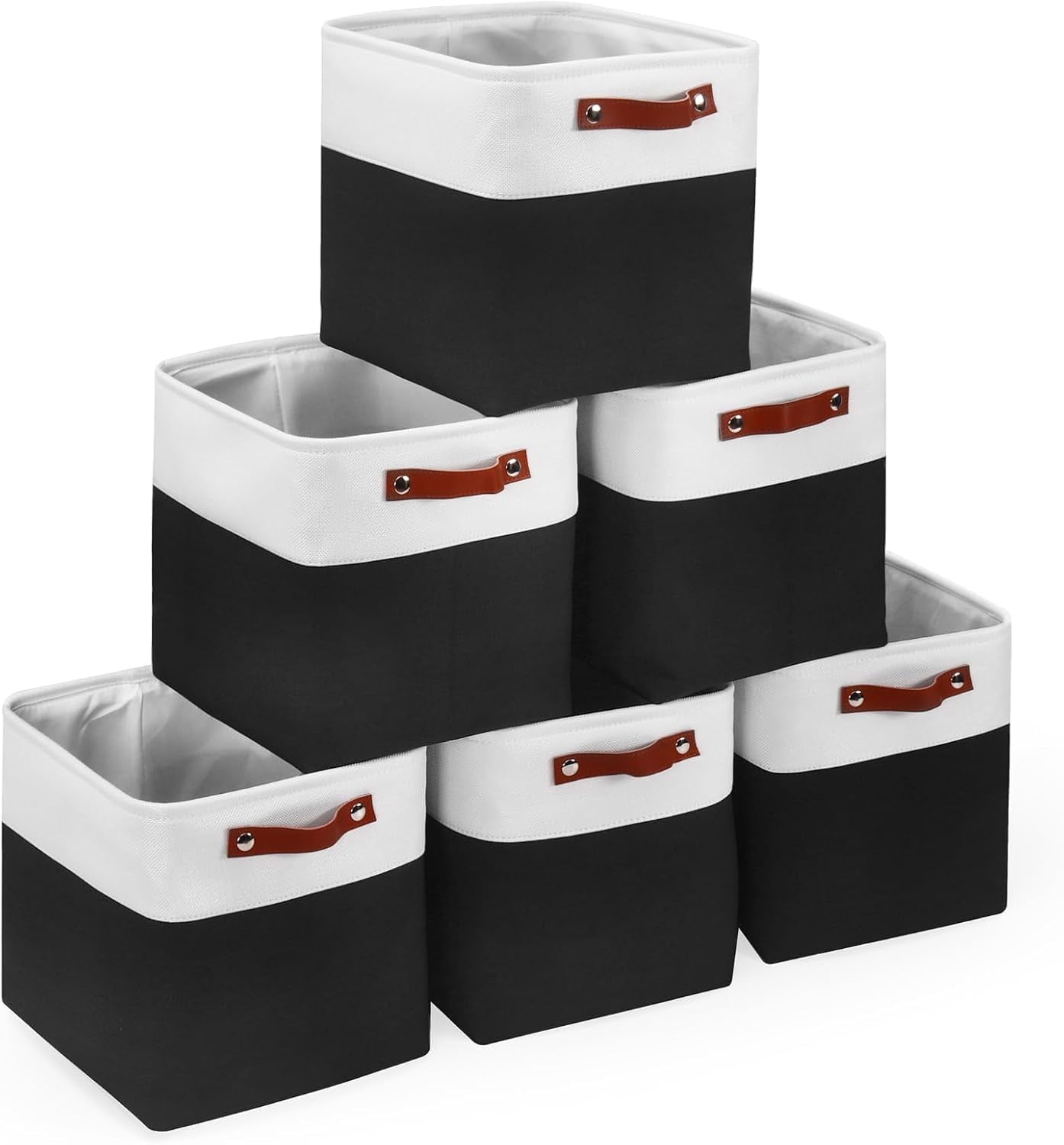 Cube Storage Baskets 6 Pack, 11x11 inch Foldable Cube Storage Bins with ...