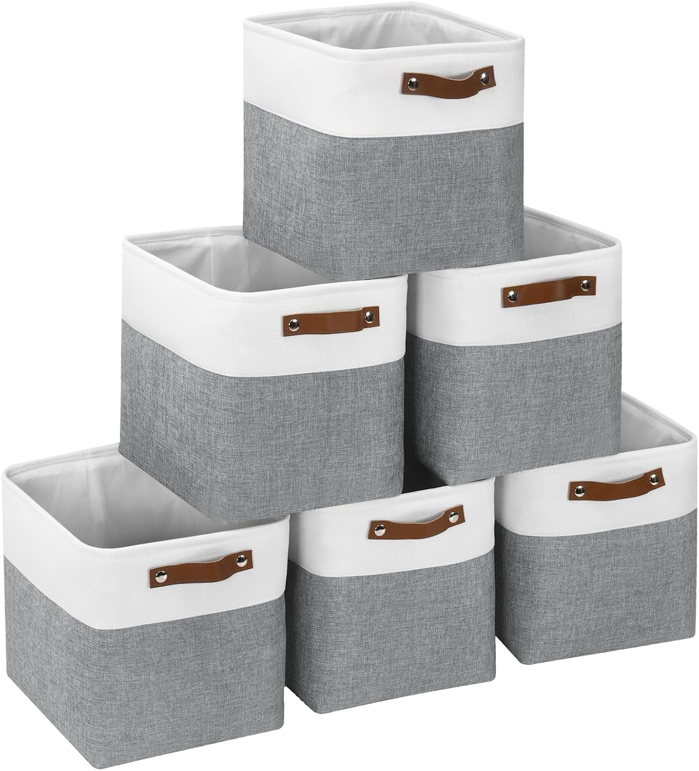 Cube Storage Baskets 6 Pack, 11x11 inch Foldable Cube Storage Bins with ...