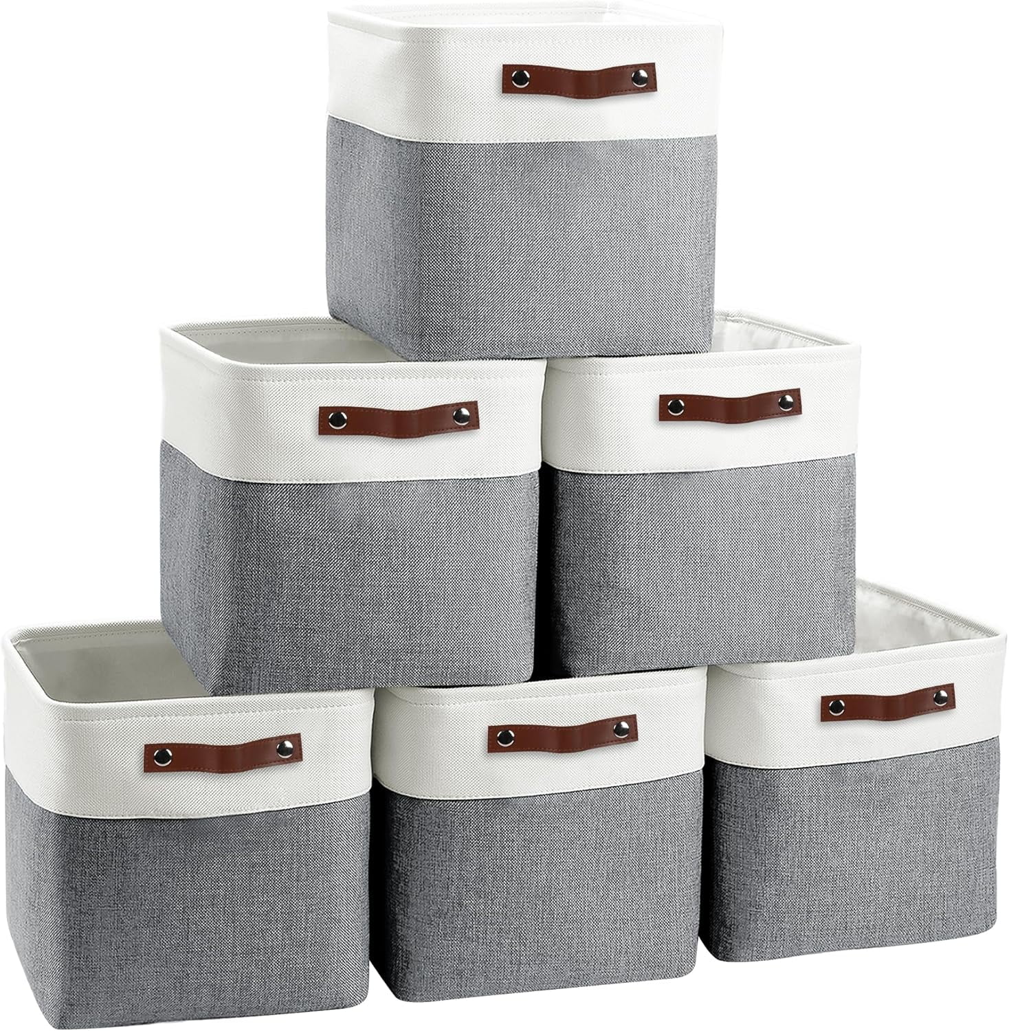 Cube Storage Baskets 6 Pack, 11x11 inch Foldable Cube Storage Bins with ...