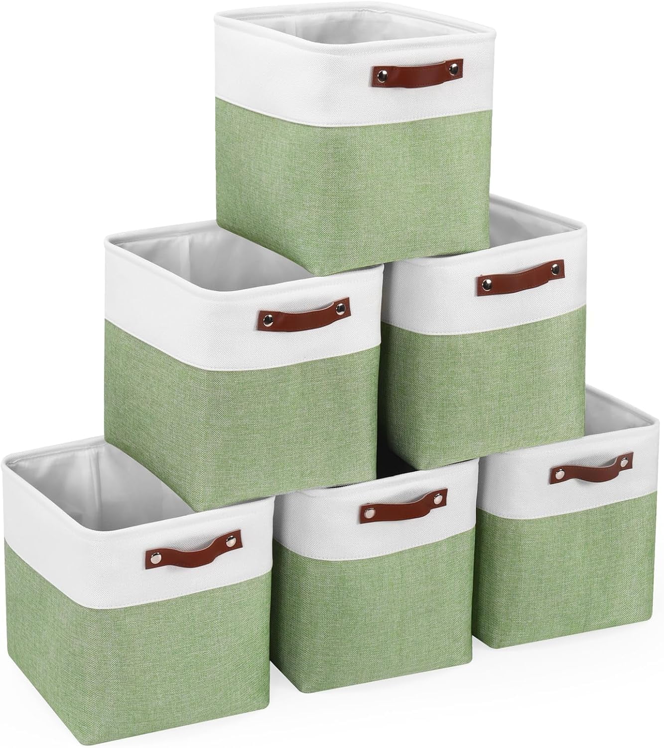 Cube Storage Baskets 6 Pack, 11x11 inch Foldable Cube Storage Bins with ...