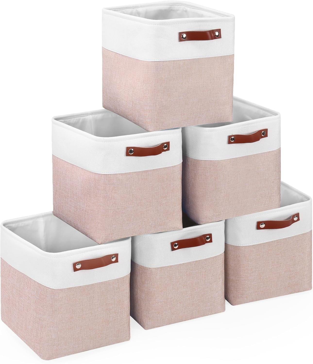 Cube Storage Baskets 6 Pack, 11x11 inch Foldable Cube Storage Bins with ...