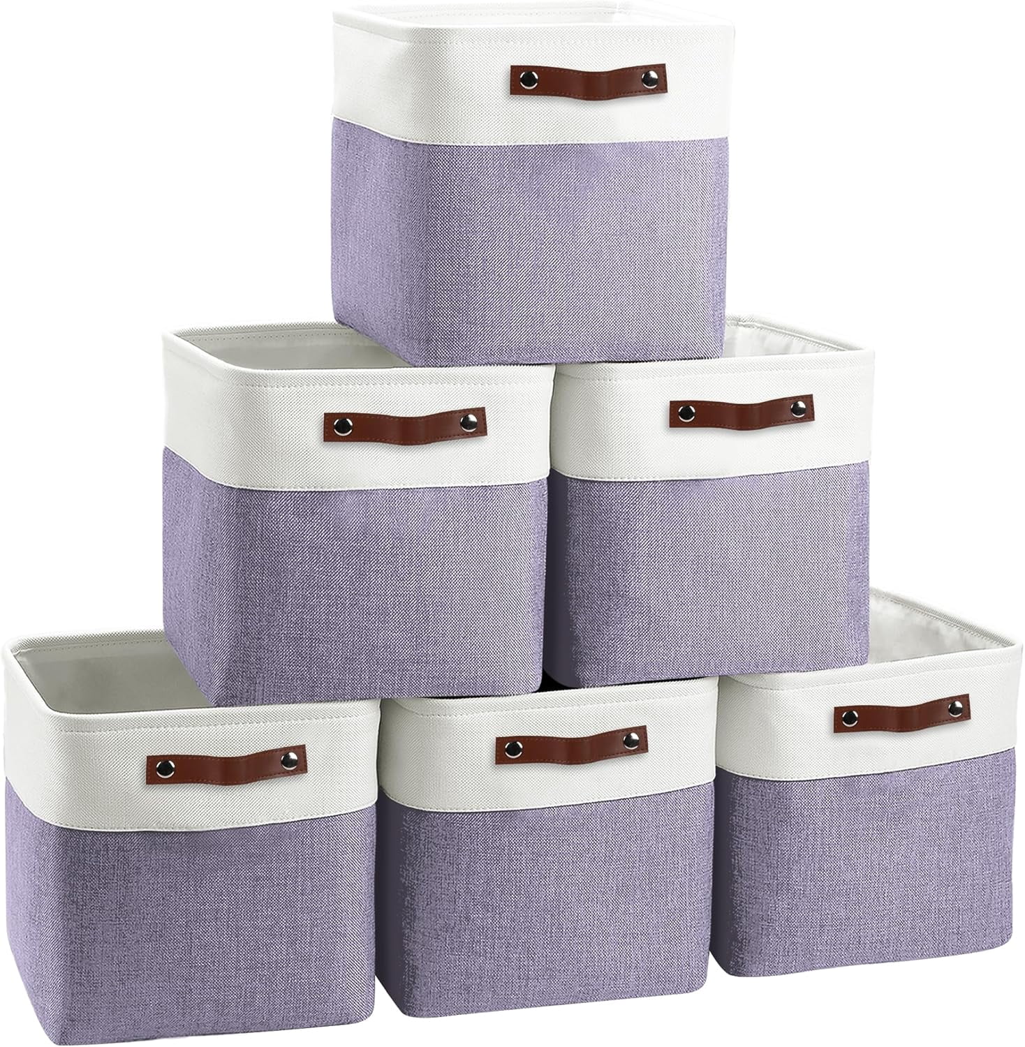 Cube Storage Baskets 6 Pack, 11x11 inch Foldable Cube Storage Bins with ...
