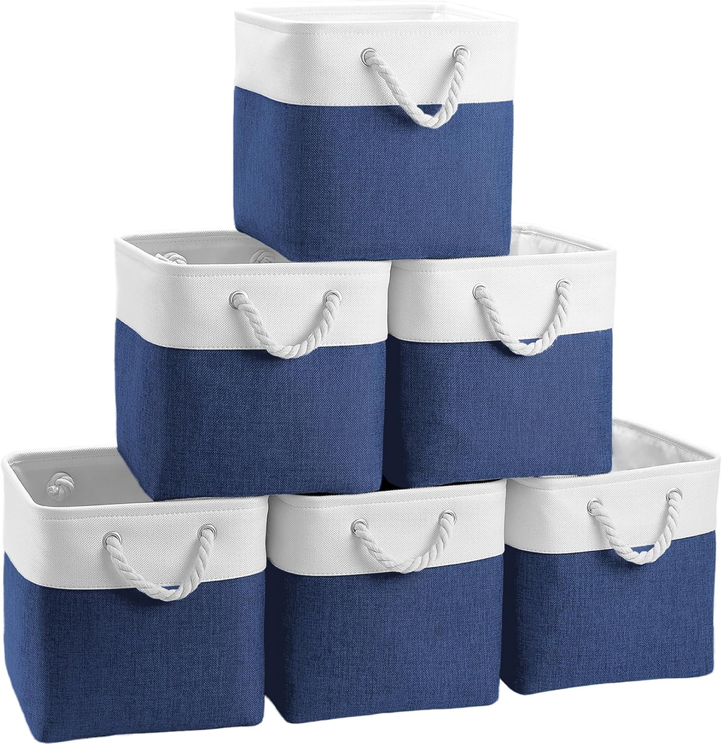 Cube Storage Baskets, 6 Pack 11x11 inch with Cotton Handles for Closet ...