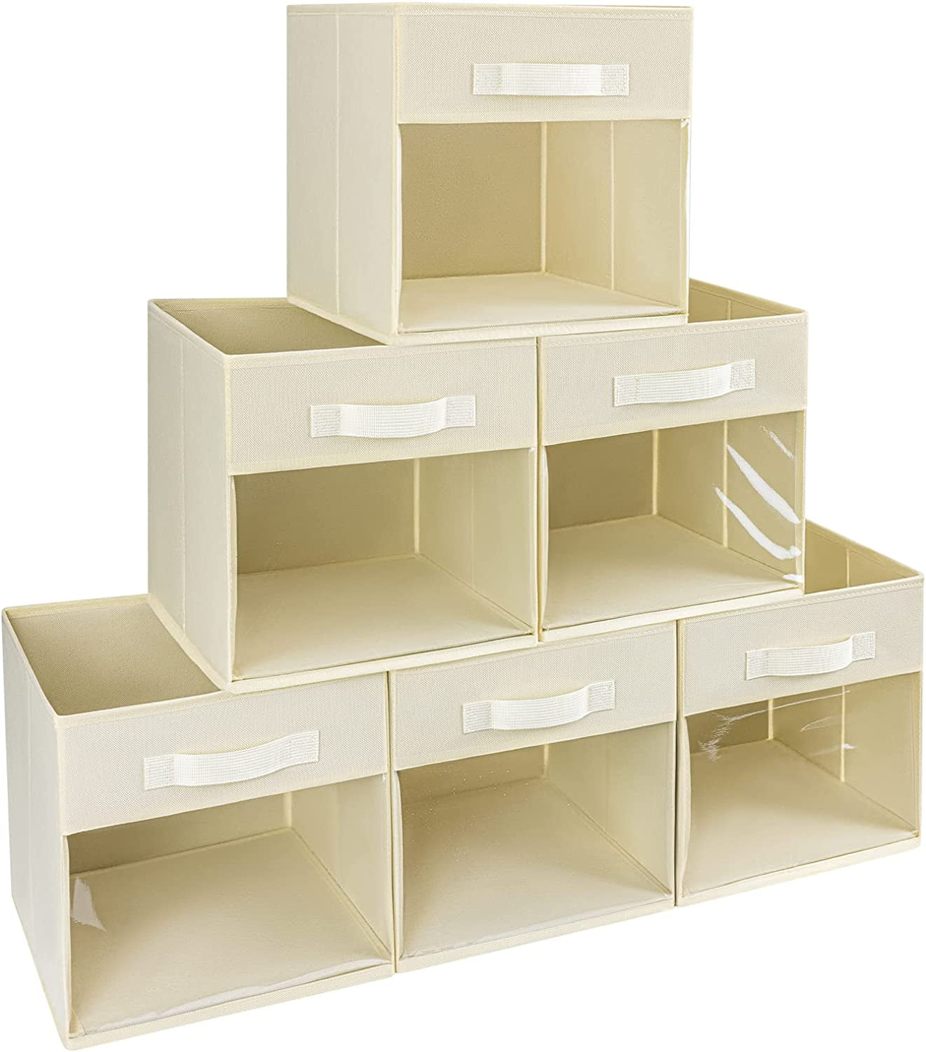 Cube Storage Bin, 6 Packs Collapsible Storage Bins with Handles, Fabric ...