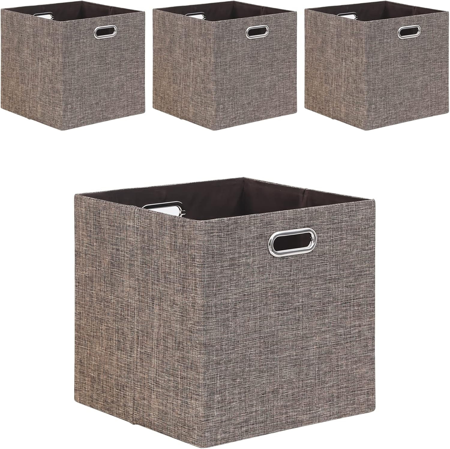 Cube Storage Bins 13×13 Linen Foldable Box with Handles, Collapsible ...