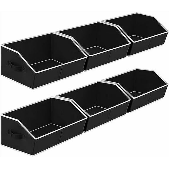 Cube Storage Bins - 6 Pack Trapezoid Storage Bins, Closet Organizers ...
