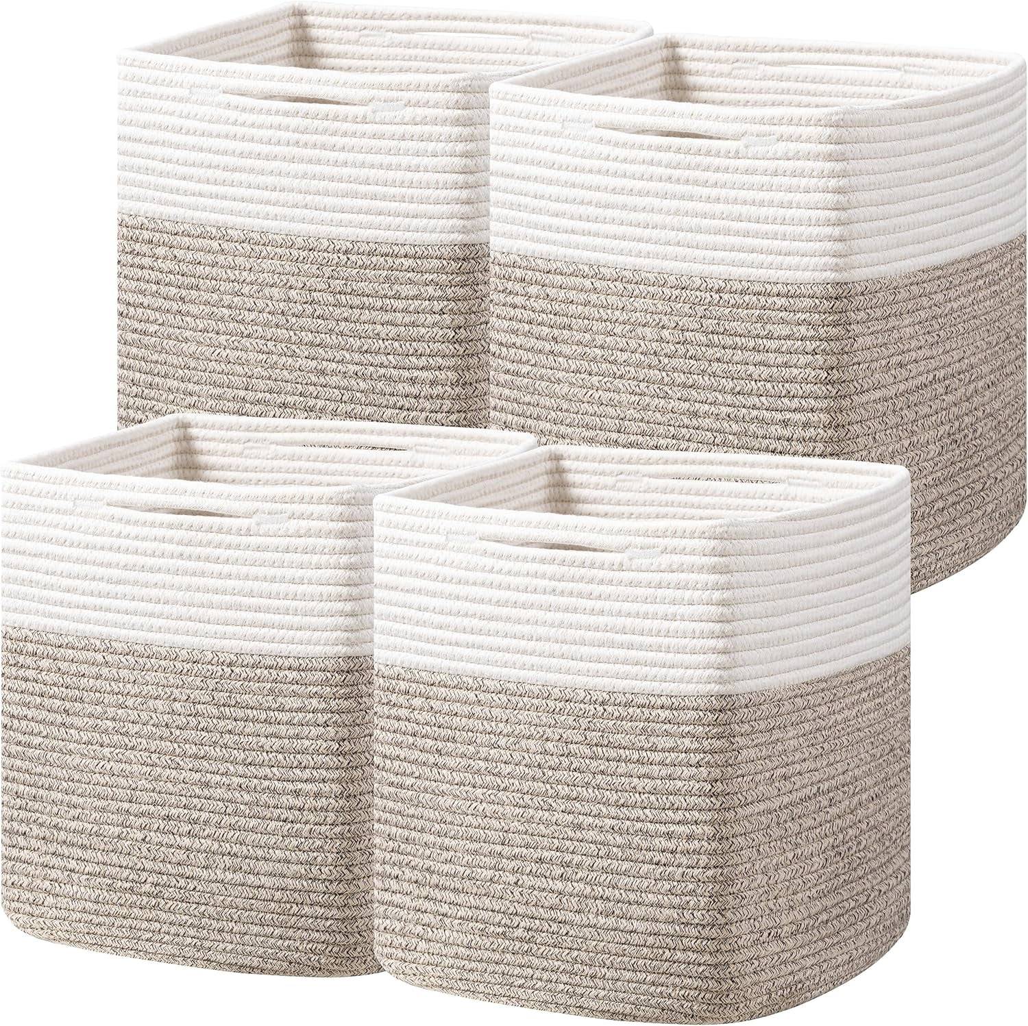 Cube Storage Bins Set of 4, 11inch Cube Baskets Organizer for Nursery ...