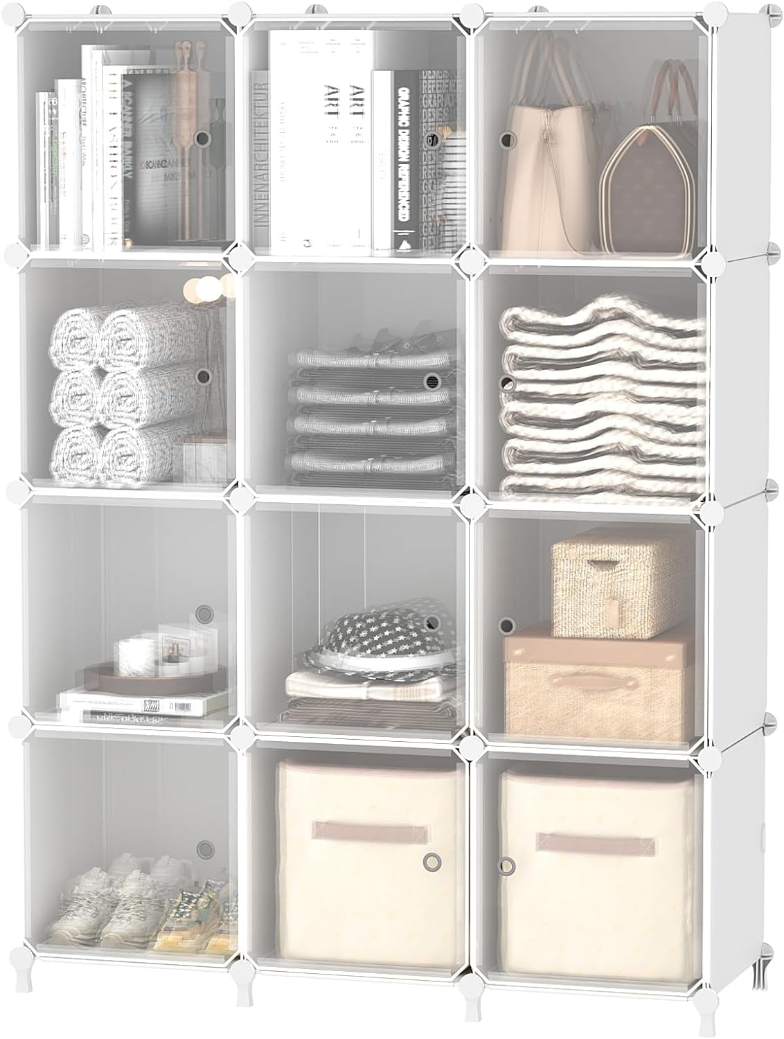 Cube Storage Closet Organizer 12 Cube Storage Shelves with Doors Closet ...