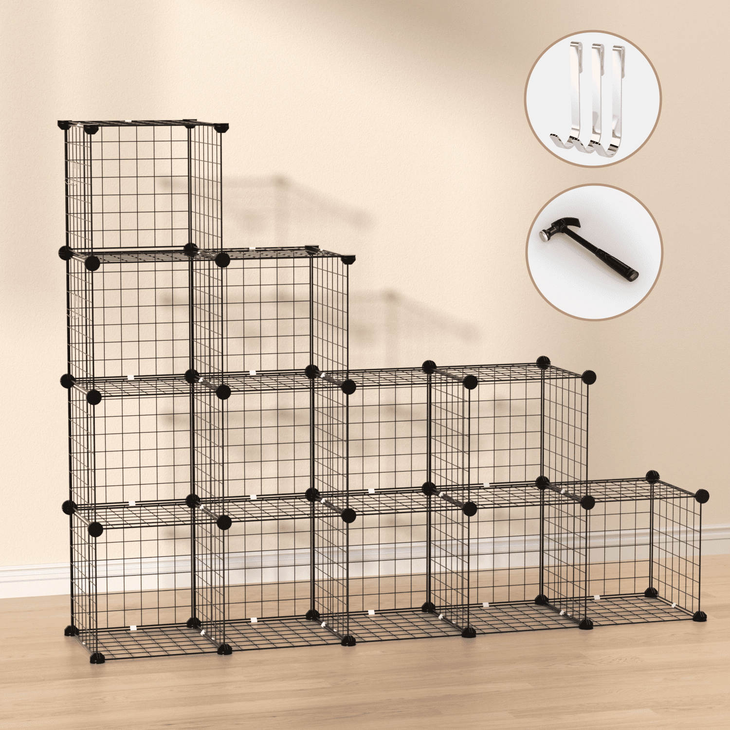 Cube Storage Organizer, 12 Cubes Stackable DIY Metal Wire Cube Storage ...