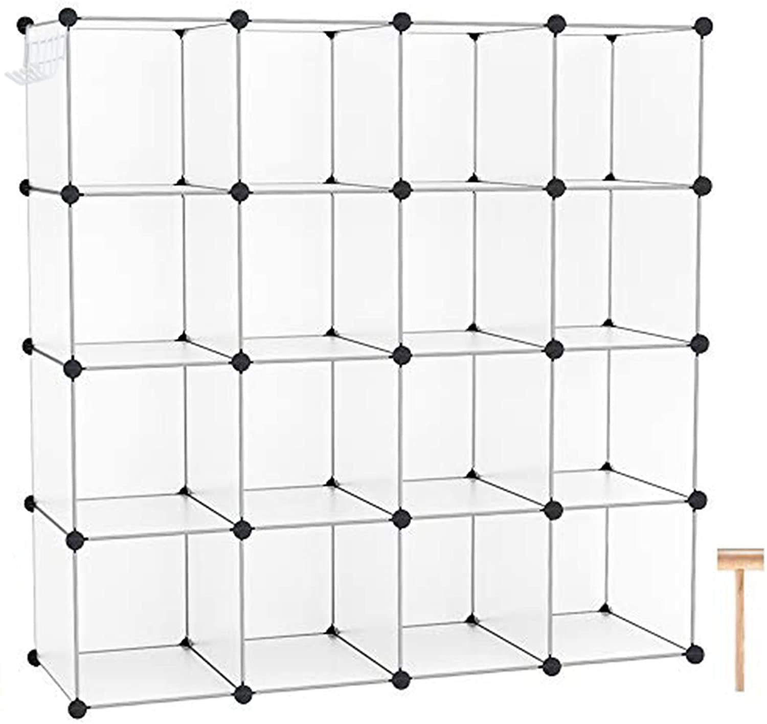 Cube Storage Organizer, 16-Cube Shelves Units, Plastic Storage Cubes ...