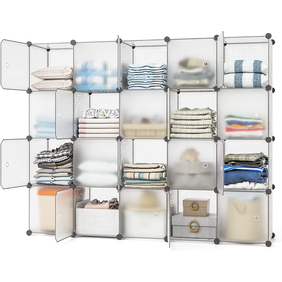 Cube Storage Organizer, 20-Cube Closet Organizer with Doors, 12" × 12 ...