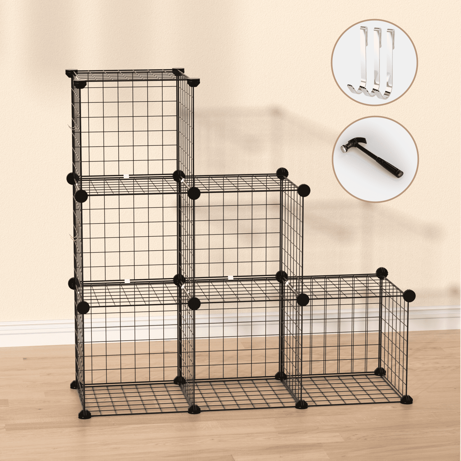 Cube Storage Organizer, 6 Cubes Stackable DIY Metal Wire Cube Storage ...