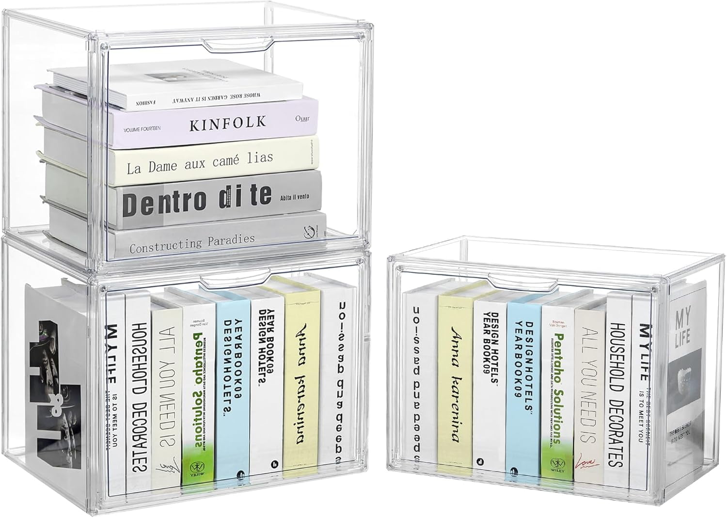 Cube Storage Organizer Acrylic Book Case Display Case Box Stackable ...