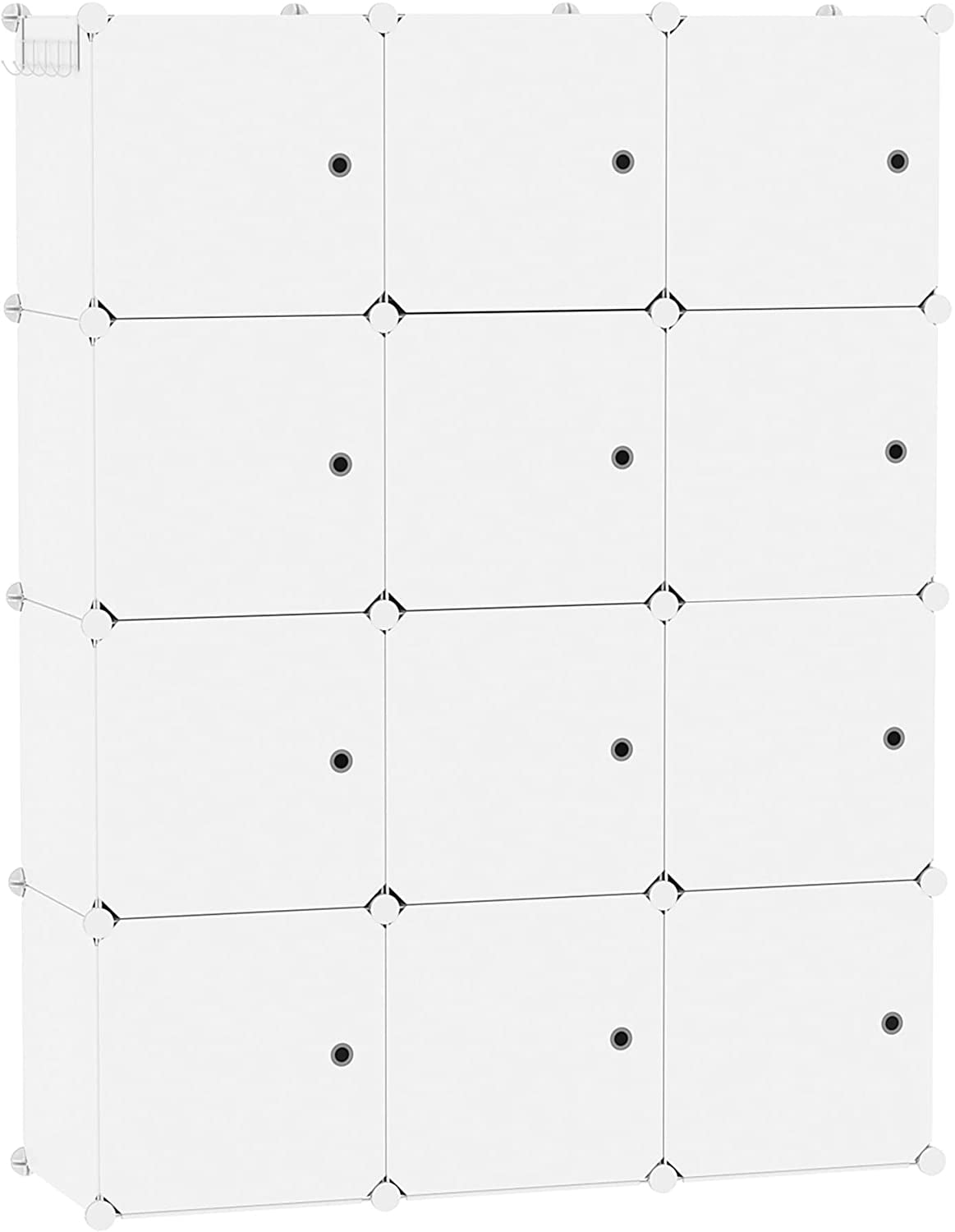 Cube Storage Organizer with Doors, 12-Cube Shelves, Closet Cabinet, DIY ...