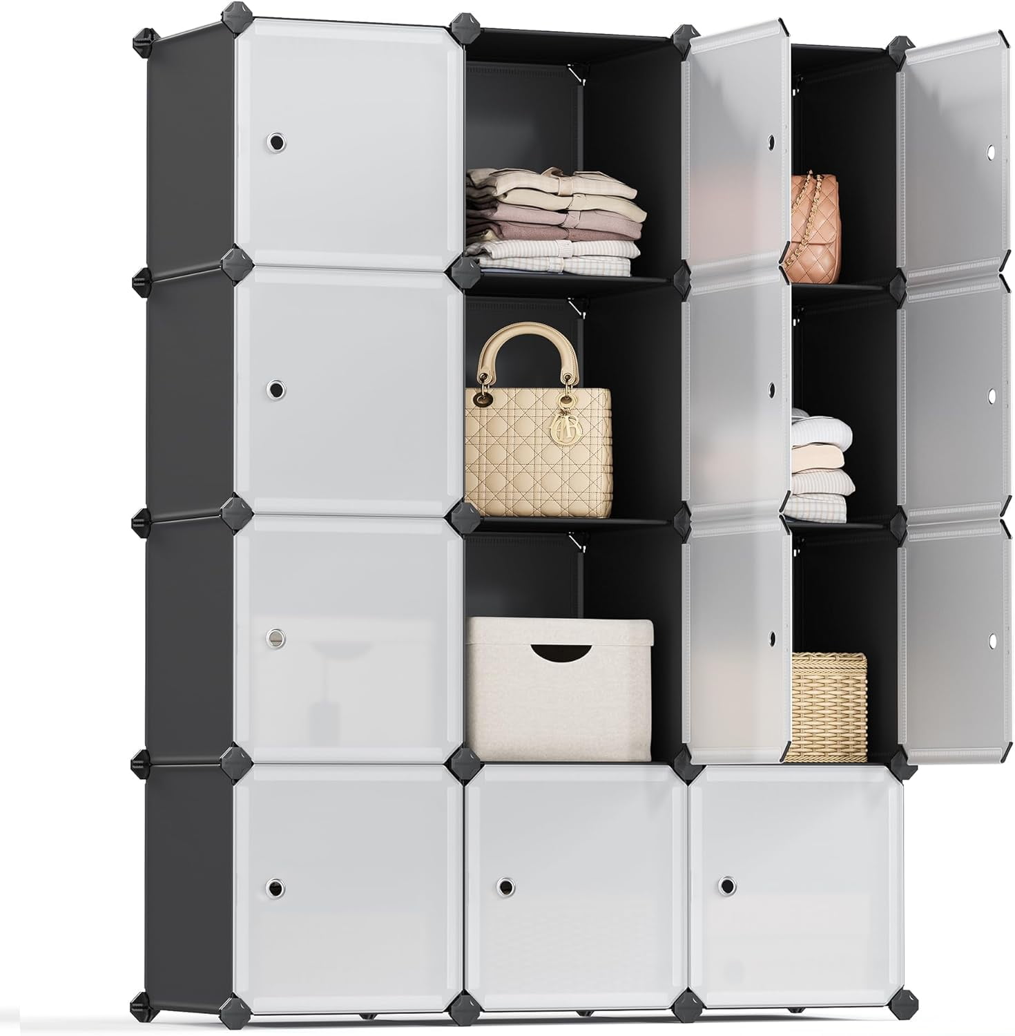 Cube Storage Organizer, Set of 12 Plastic Cubes, Closet Storage Shelves ...