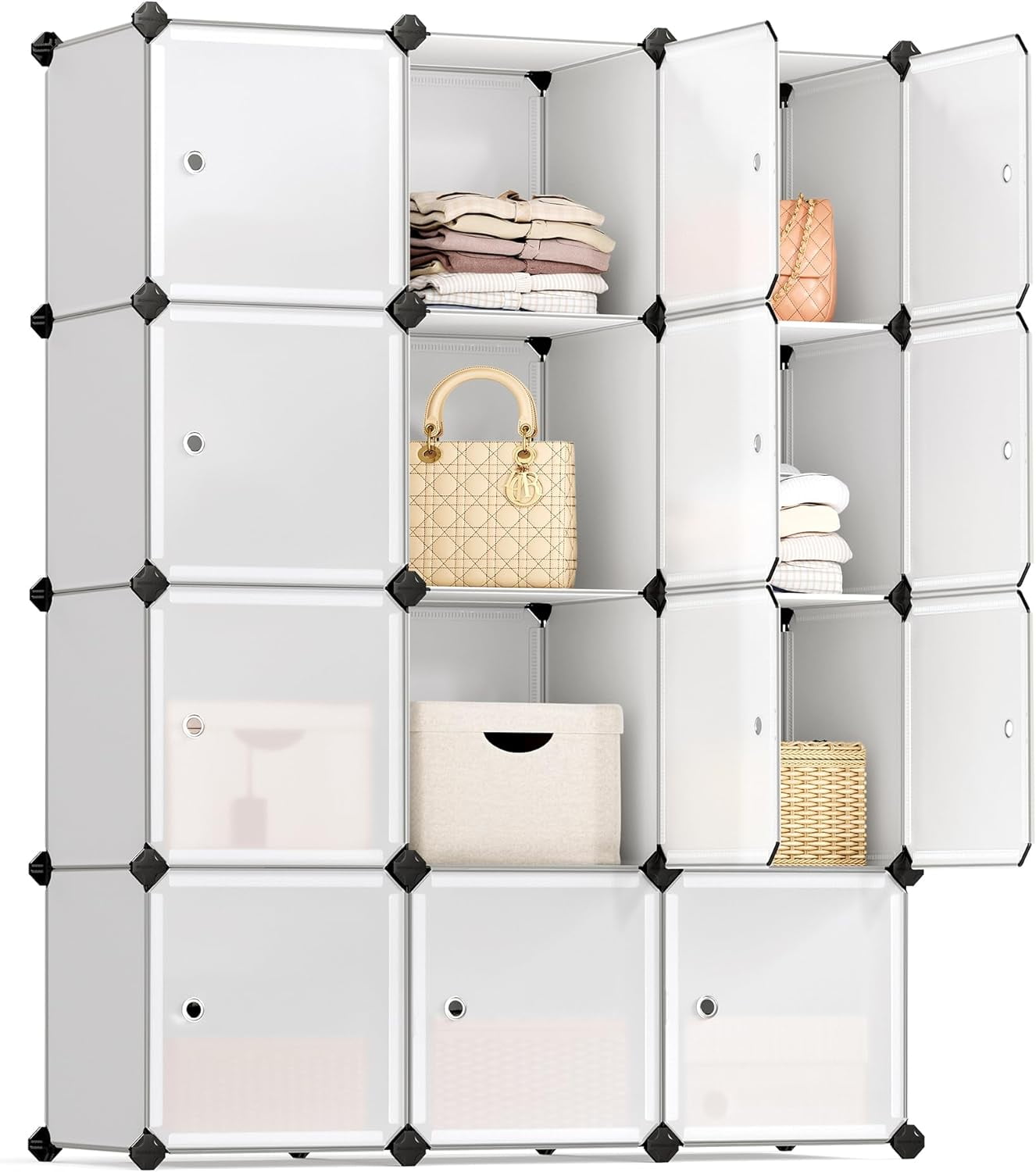 Cube Storage Organizer, Set of 12 Plastic Cubes, Closet Storage Shelves ...