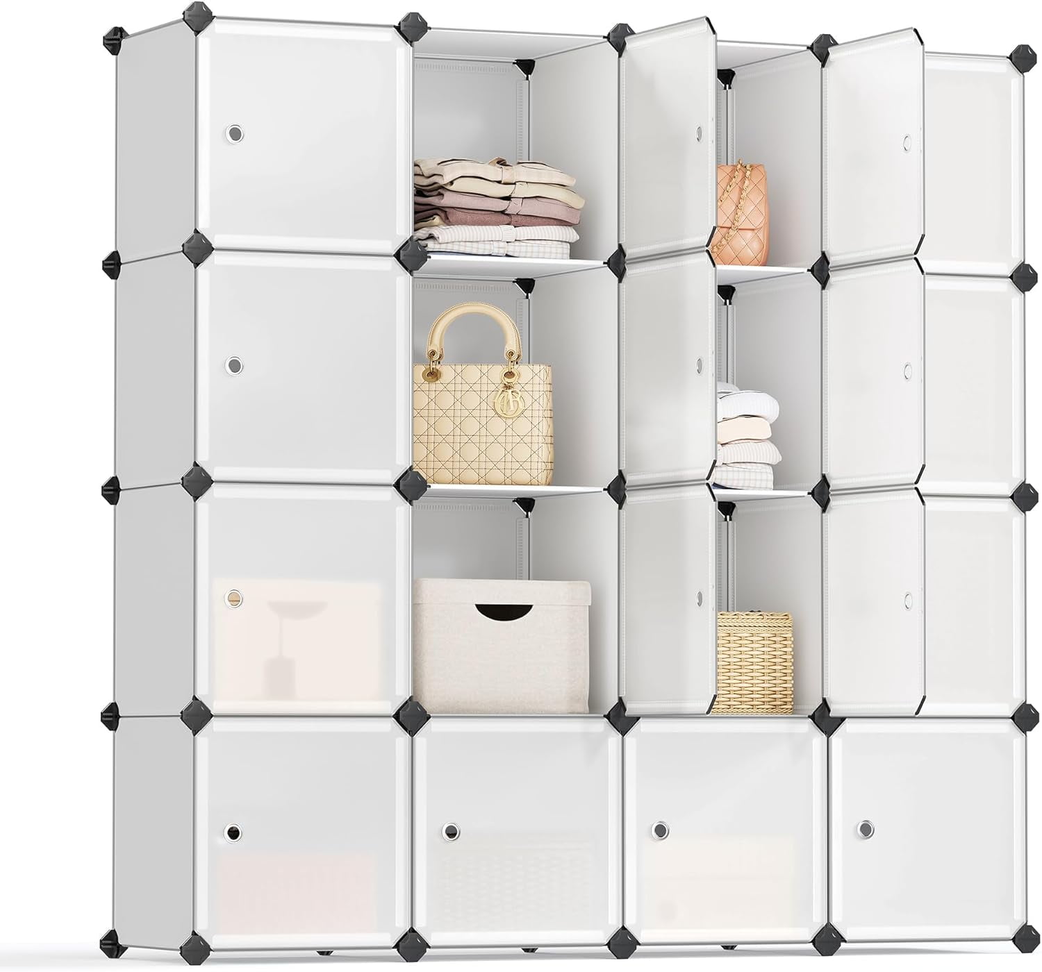 Cube Storage Organizer, Set of 16 Plastic Cubes, Closet Storage Shelves ...