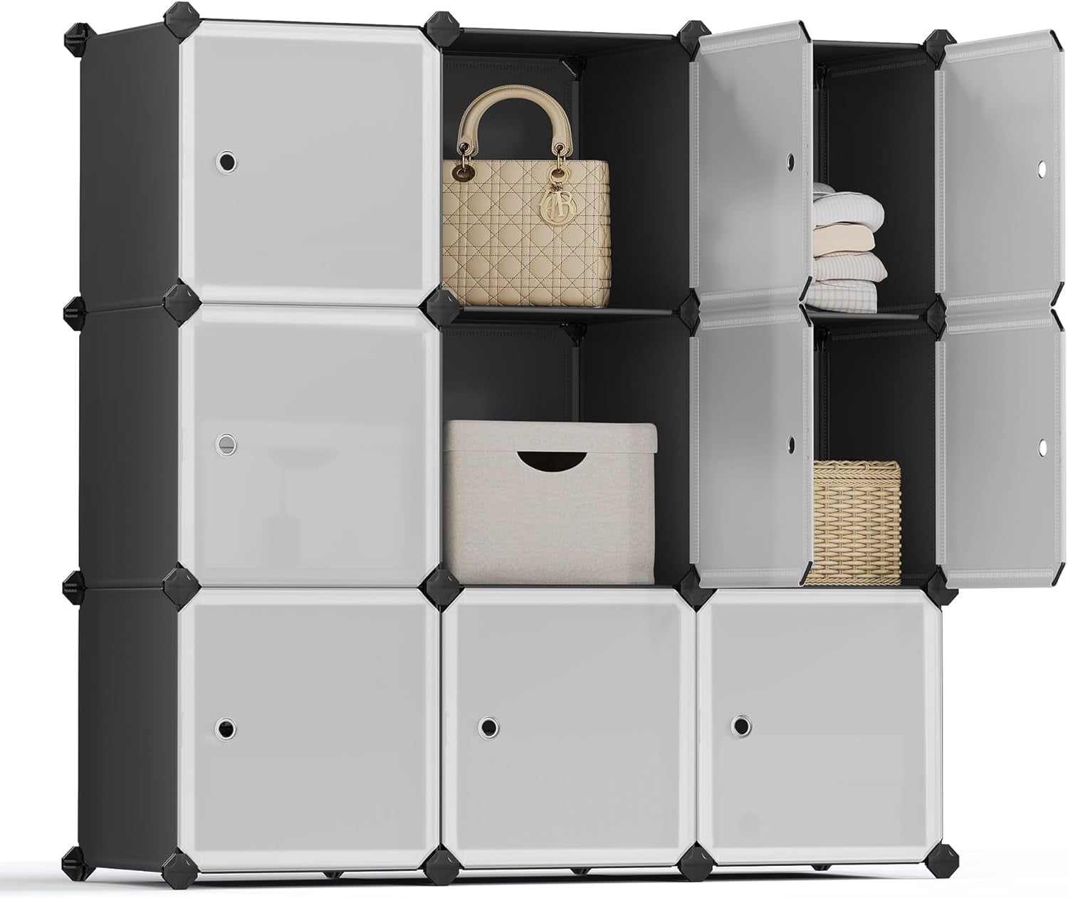 Cube Storage Organizer, Set of 9 Plastic Cubes, Closet Storage Shelves ...