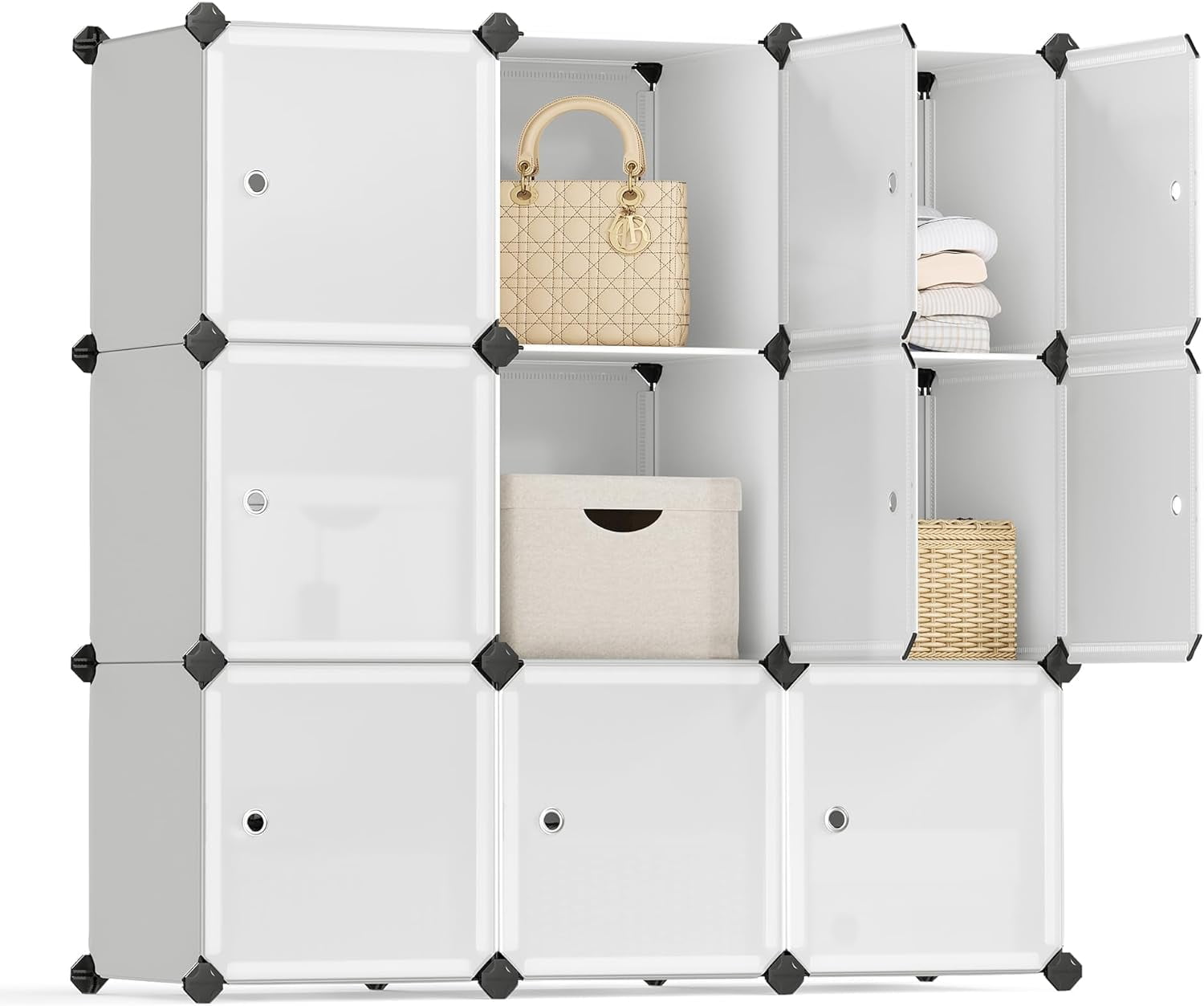 Cube Storage Organizer, Set of 9 Plastic Cubes, Closet Storage Shelves ...