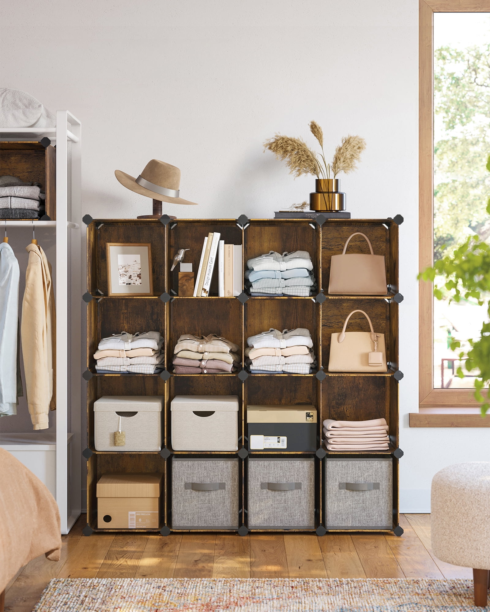 Cube Storage Organizer, Set of 16 Plastic Cubes, Cube Shelf, Book Shelf ...