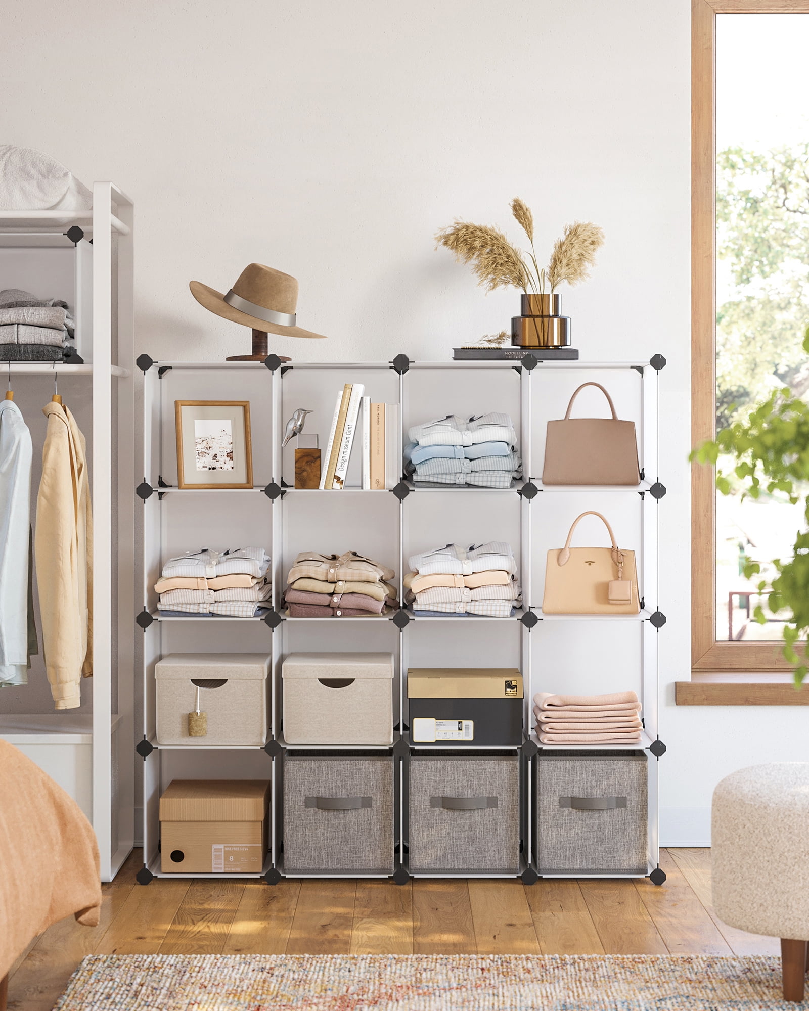 Cube Storage Organizer, Set of 16 Plastic Cubes, Cube Shelf, Book Shelf ...