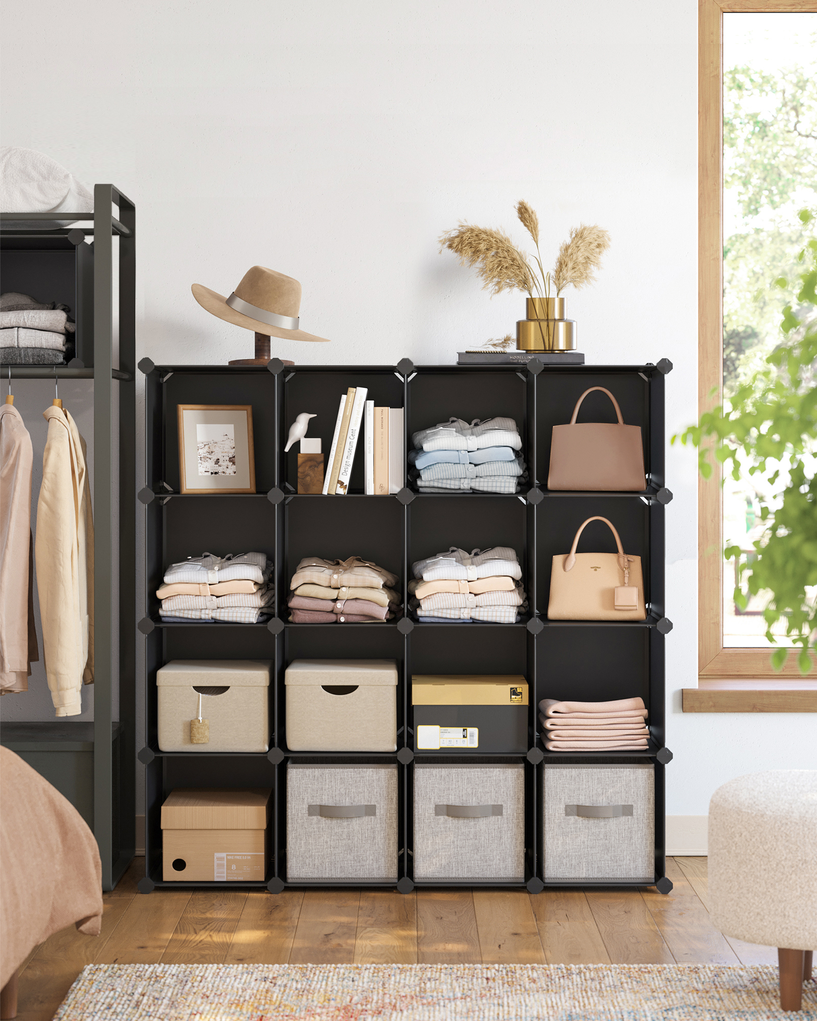 Cube Storage Organizer, Set of 16 Plastic Cubes, Cube Shelf, Book Shelf ...