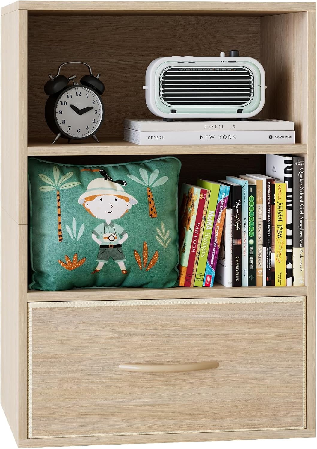 Cube Storage Organizer Shelf, 3 Tiers Stackable Bookshelf with Drawer ...