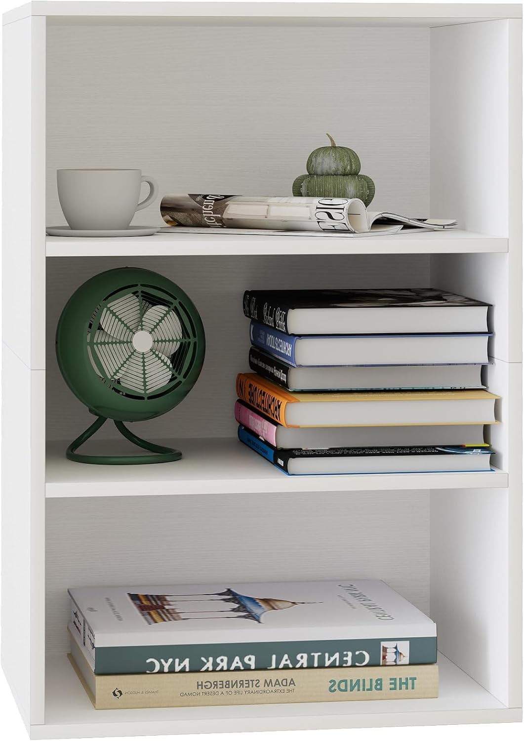 Cube Storage Organizer Shelf, 3 Tiers Stackable Bookshelf, Wooden ...