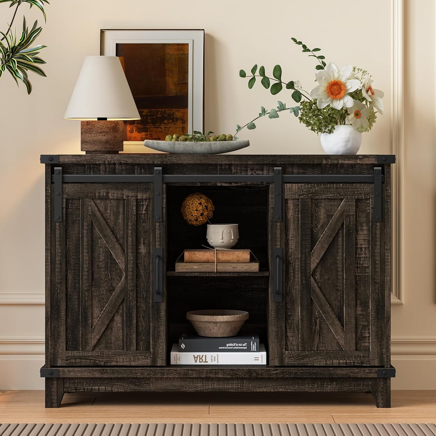 Cube Storage Organizer, Sliding Doors Coffee Bar Cabinet with Storage ...