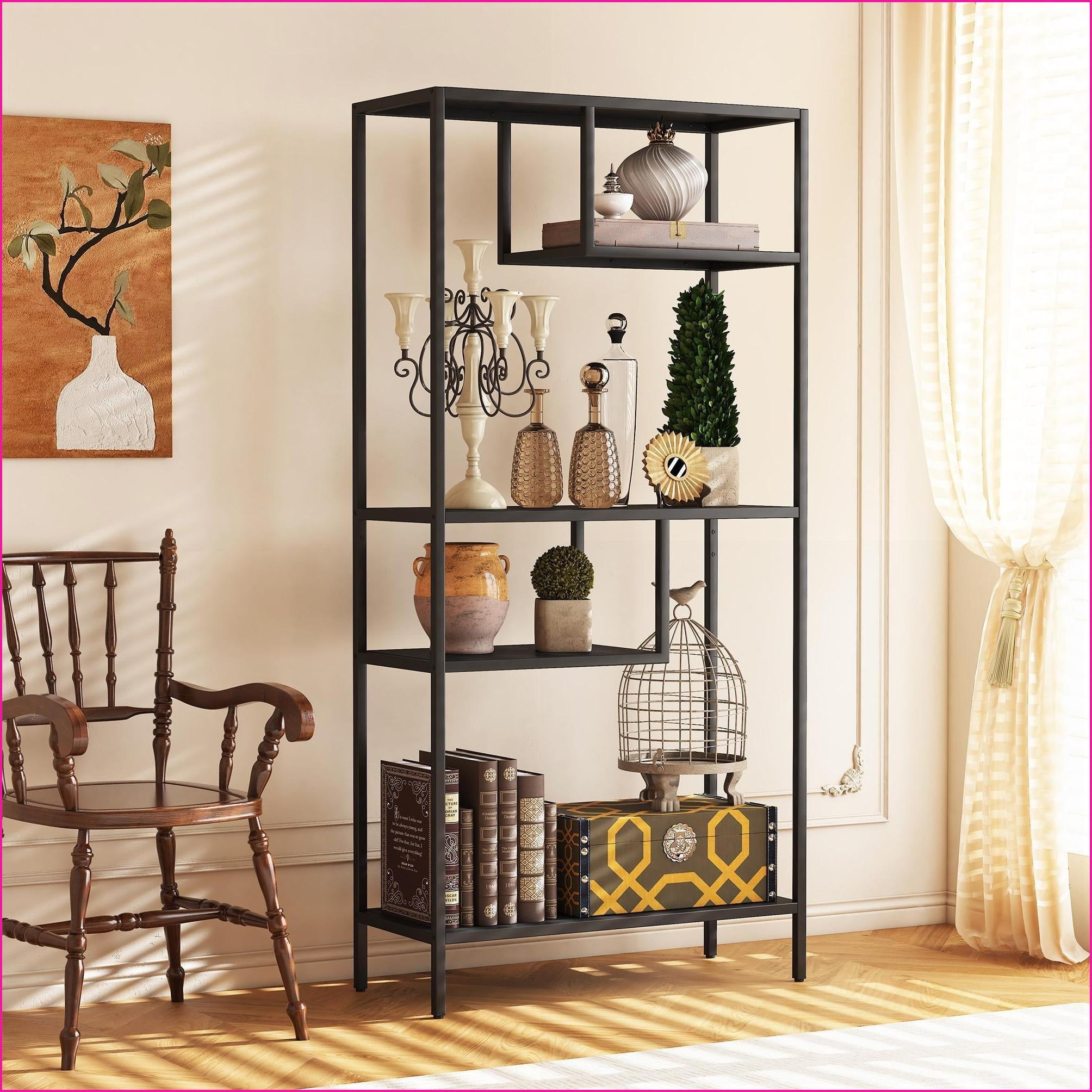 Cube Storage Shelf, Modern 4 Compartment Organizer with Metal Legs ...