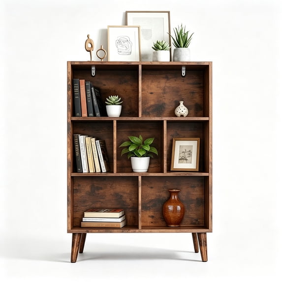 Cube Storage Unit, 3-tier Bookcase with 7 Cube Storage Unit, Open ...