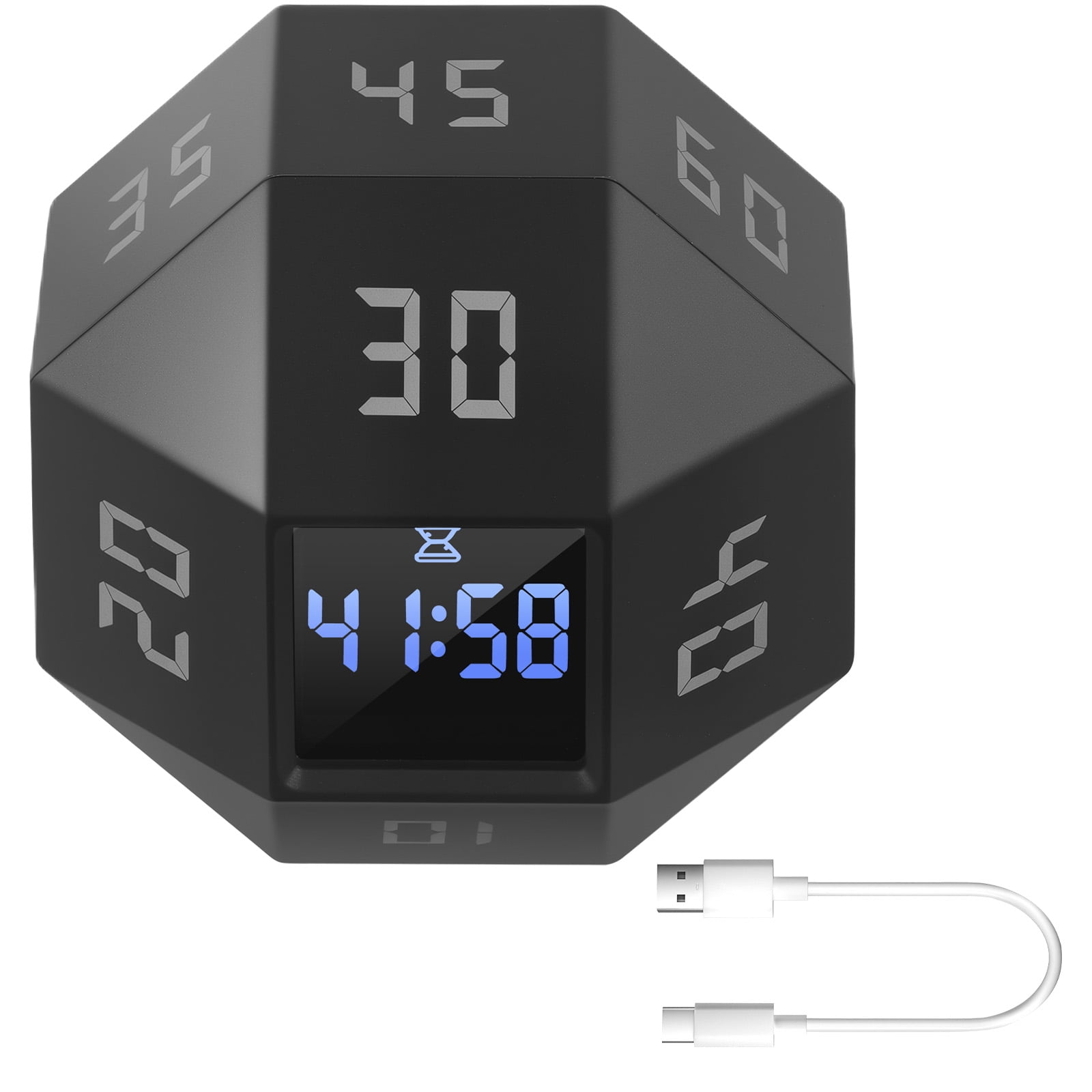 Cube Timer ABS Rotating Pomodoro Timer Time Management Cube with 12 Side Time Module ...