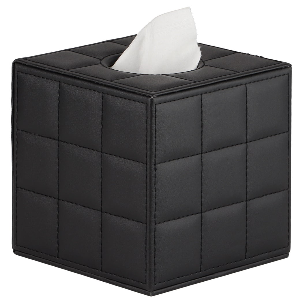 Cube Tissue Box Holder, Faux Leather Roll Paper Box Cover, Square ...