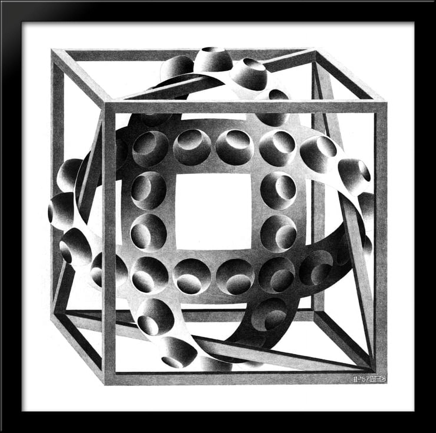 Cube with Magic Ribbons 28x28 Large Black Wood Framed Print Art by M.C ...