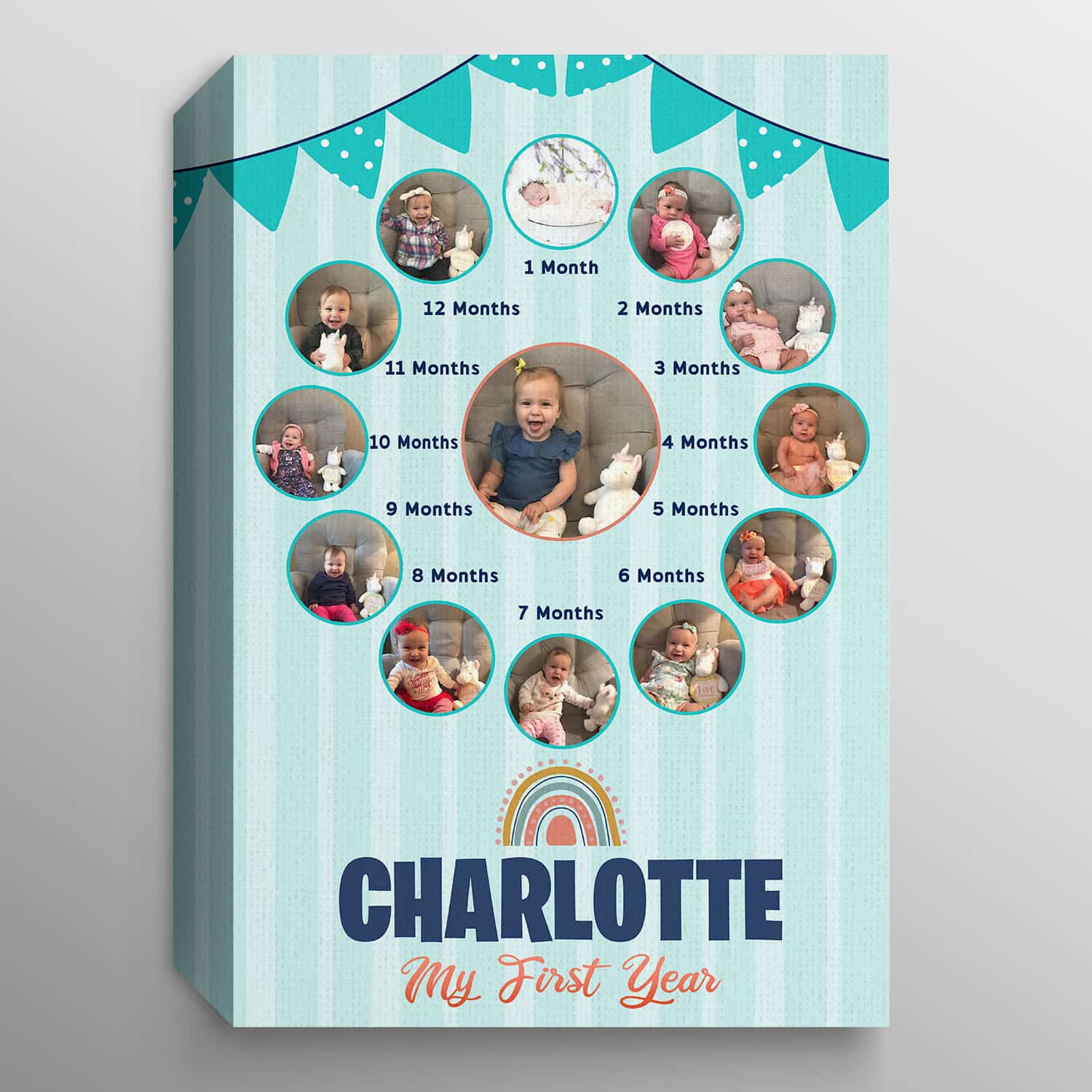 CubeBik Personalized Baby First Year Photo Canvas Wall Art Decor ...