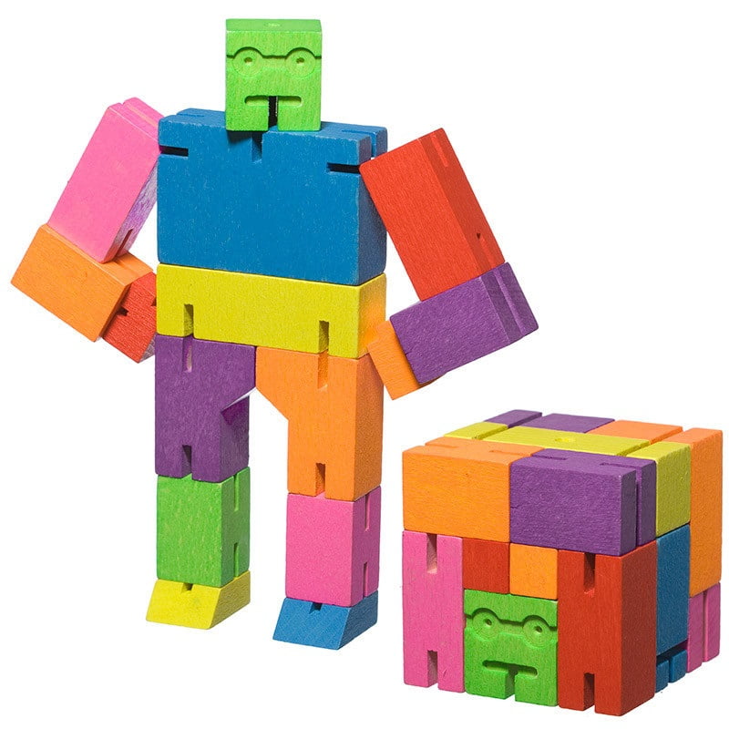 Cubebot Large Multi Color - Wooden Cube Puzzle - Walmart.com