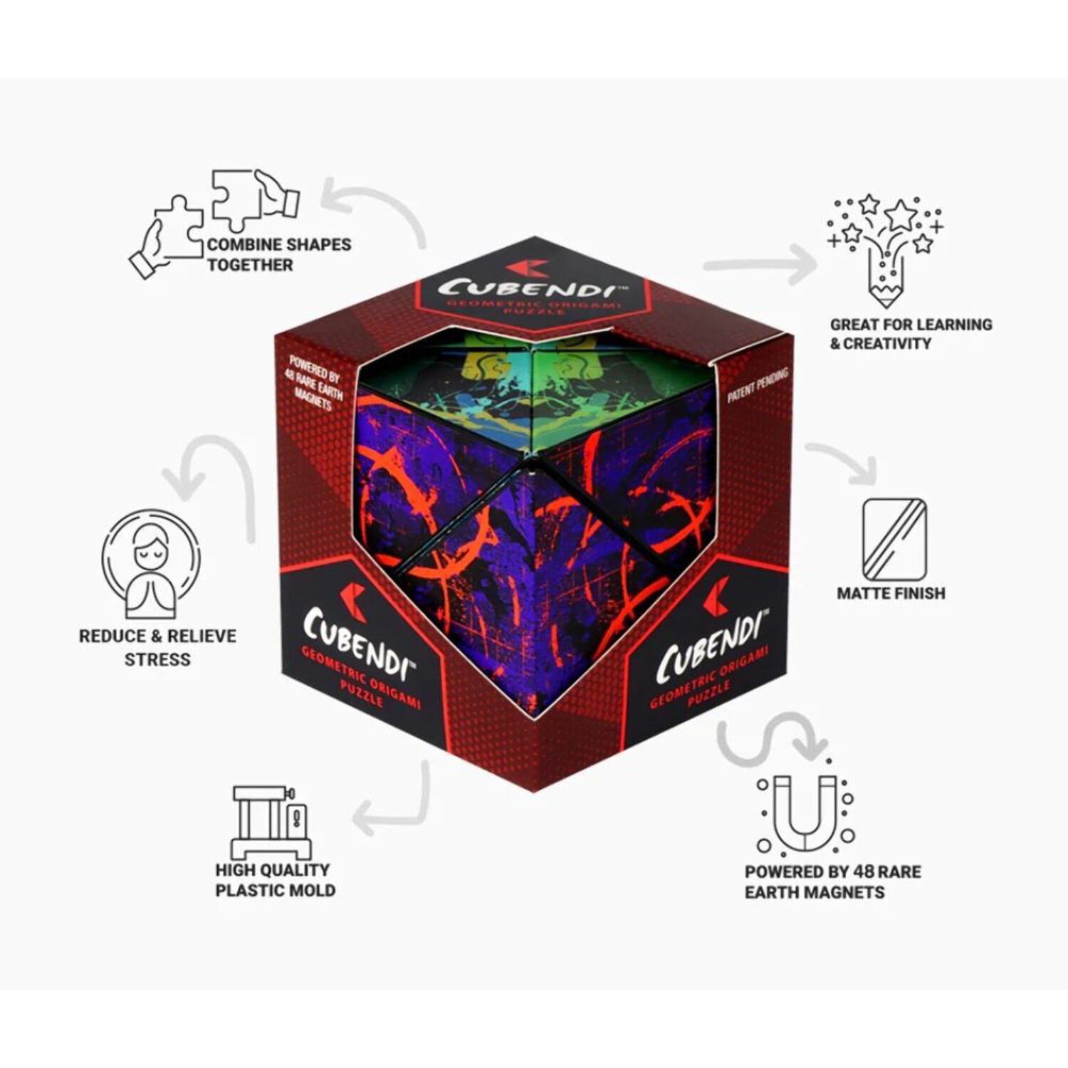 CUBENDI Geometric Origami Puzzle - Infinity Fidget Cube for Adults ...