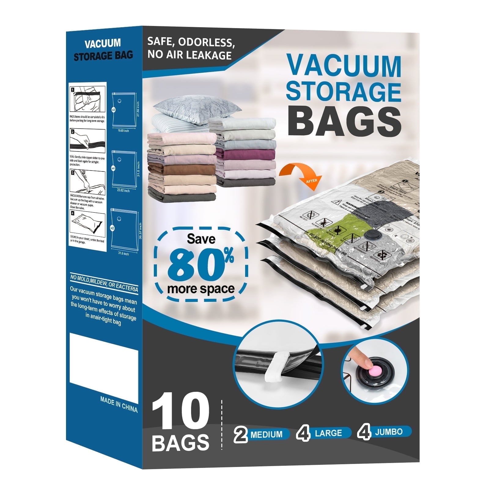 Cubepoint 10 Combo Vacuum Storage Bags, 4 Jumbo 4 Large 2 Medium ...