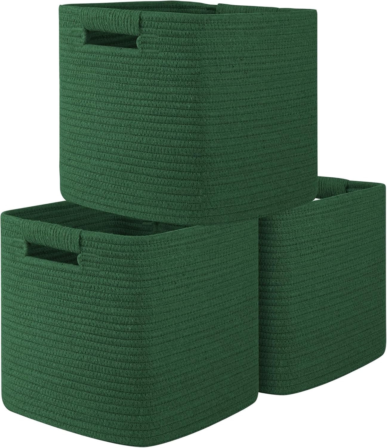 Cubes 11 Inch Storage Bins-3-Pack, Cotton Rope Woven Baskets for ...