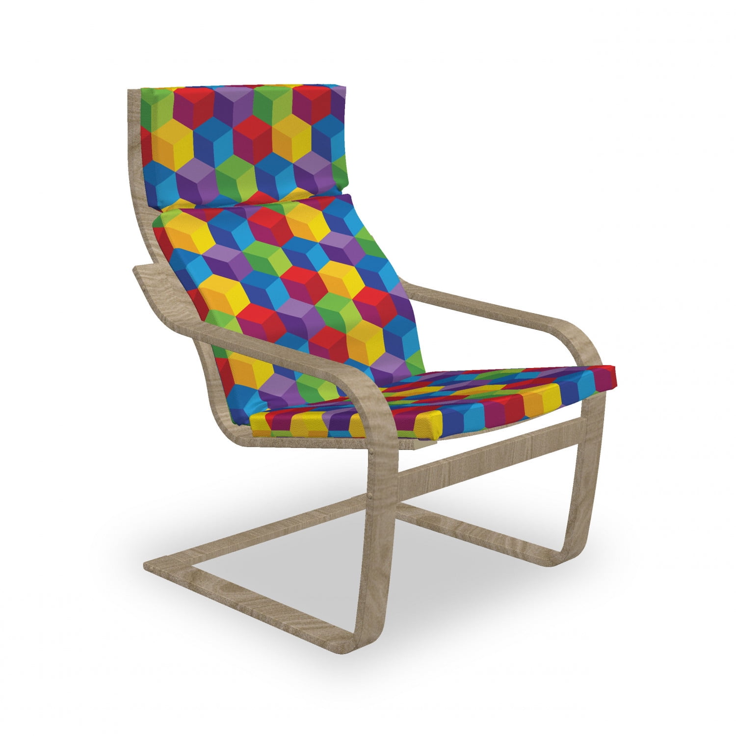 Cubes Armchair Pad and Slipcover, Colorful Rainbow Inspired Composition ...
