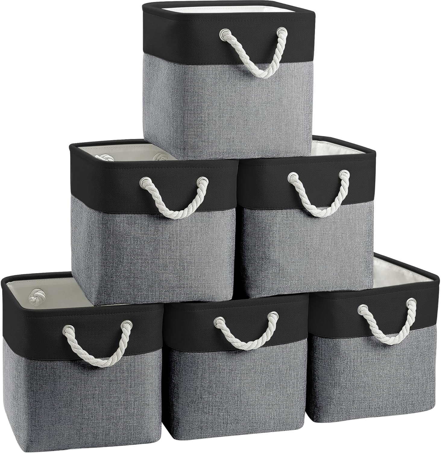 Cubes Storage Basket, 6 Pack 11x11 in with Handles Foldable Cube ...