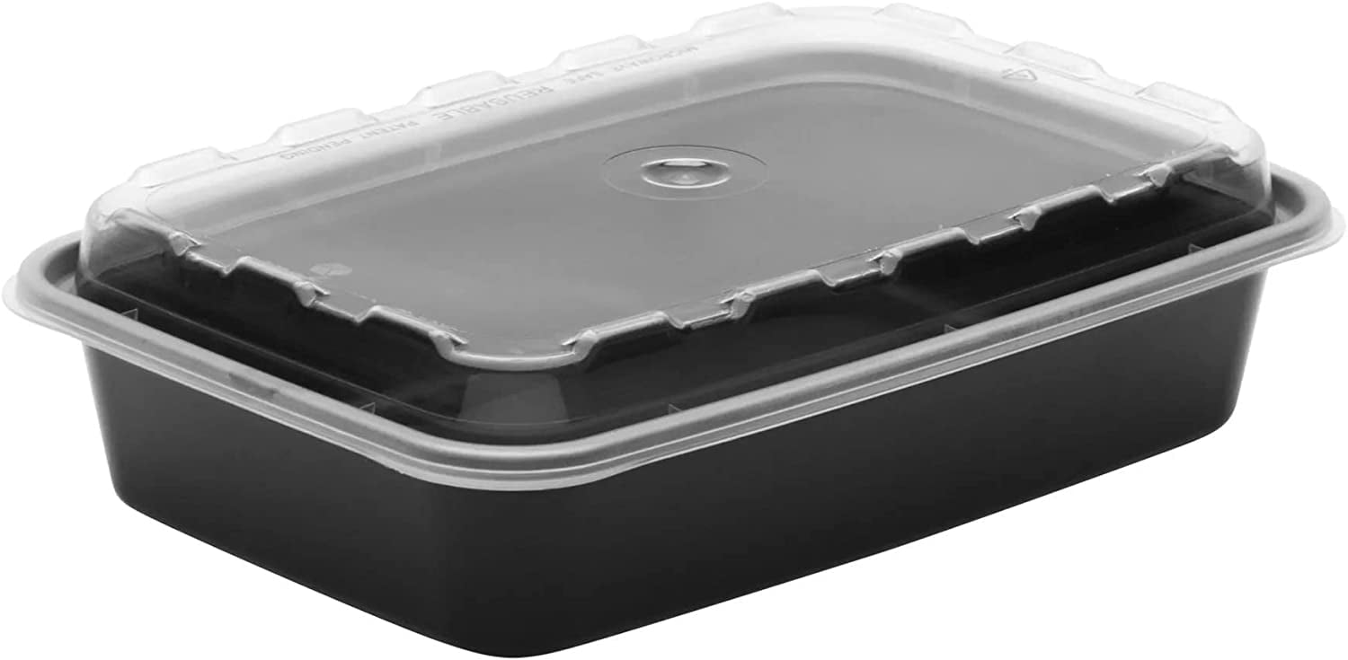 Cubeware Rectangular Black Reusable Plastic Microwavable Food Container ...
