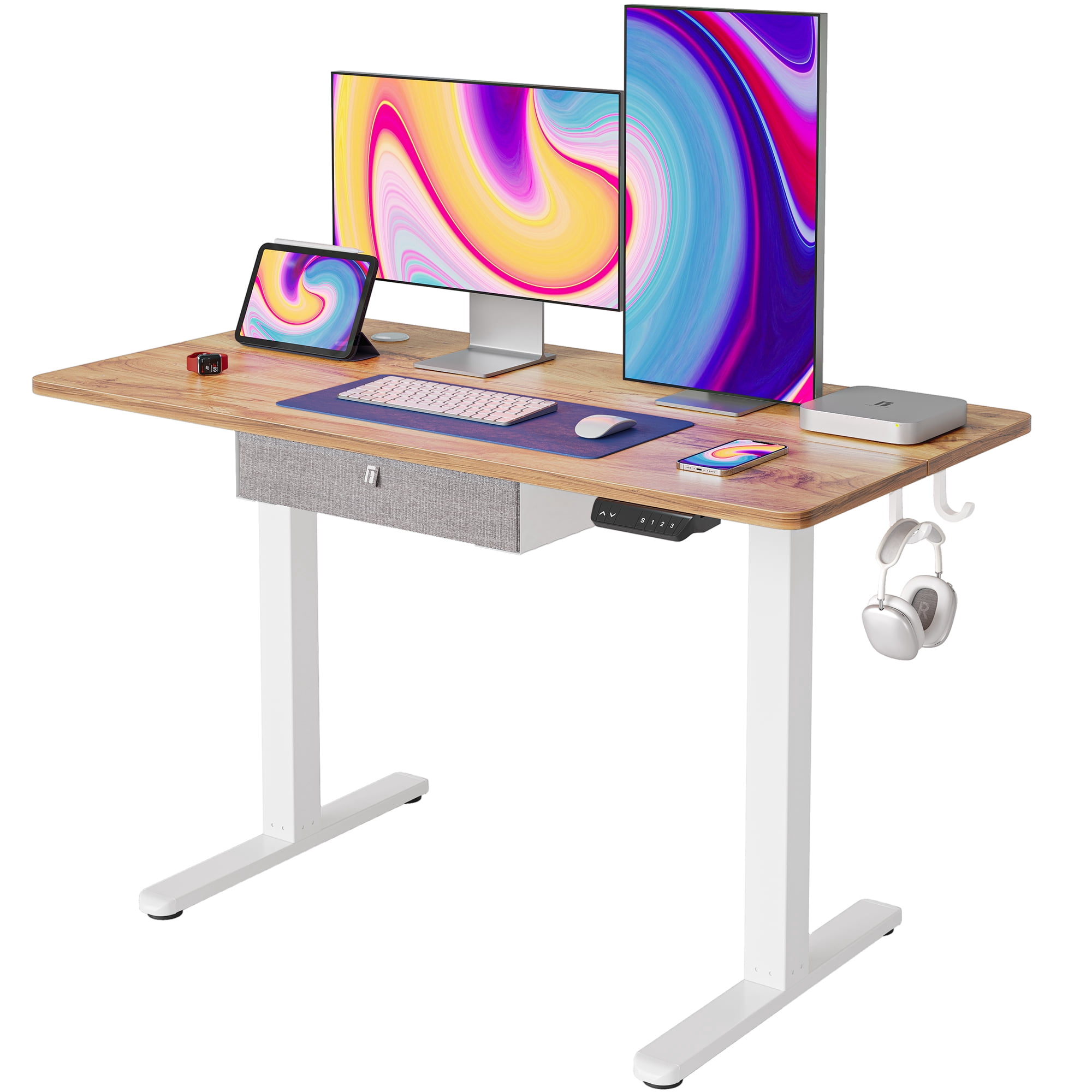 CubiCubi 48 inch Standing Desk with Drawer Adjustable Height Electric ...